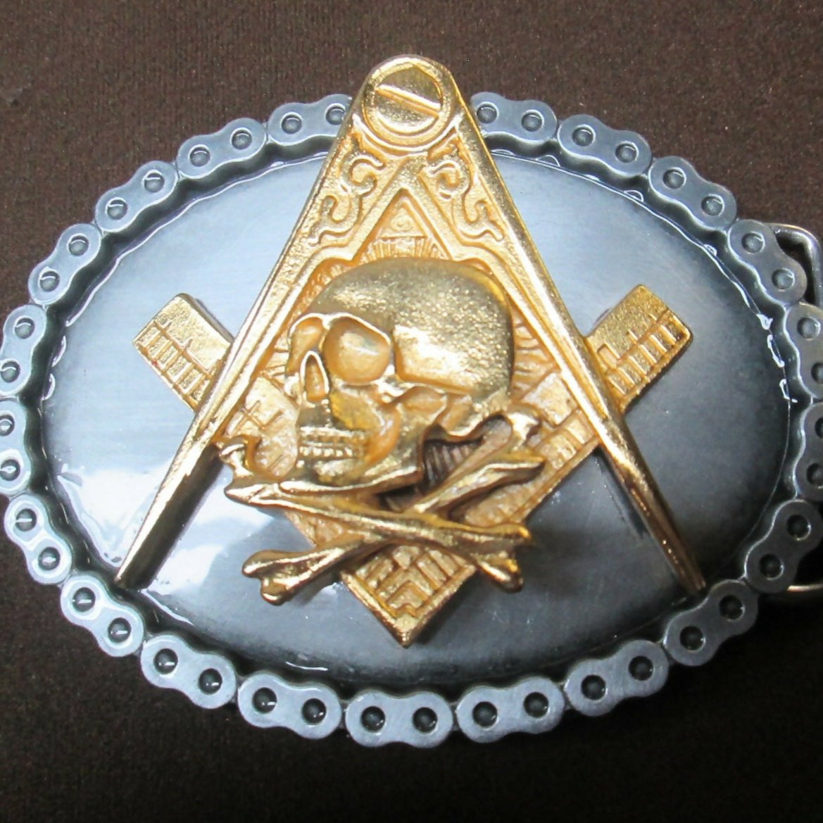 Widows Sons Belt Buckle - Gold Pated Skull & Bones | Bricks Masons