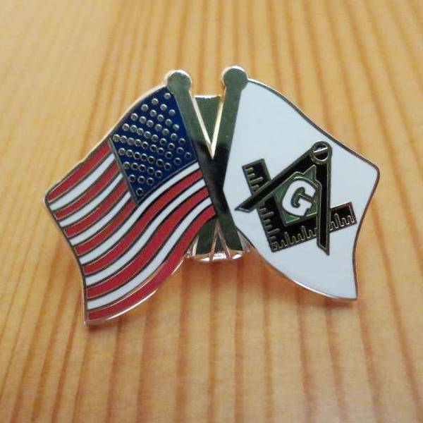 Master Mason Blue Lodge Lapel Pin - USA and Mason Crossed Friendship ...